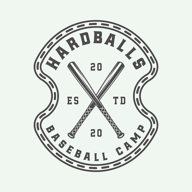 Vintage Emblem for Hardball Baseball Camp 2020 | Jiffy Designs
