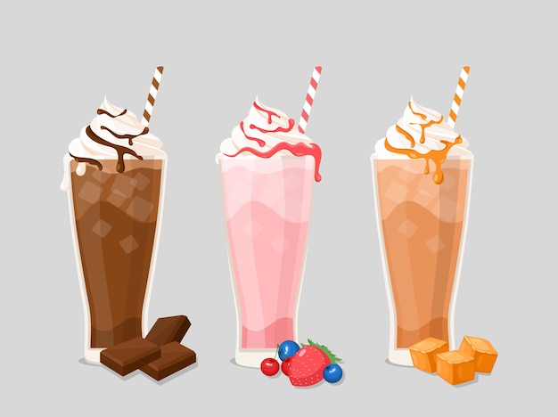 Delightful Milkshake Trio with Vibrant Flavors and Toppings | Jiffy Designs