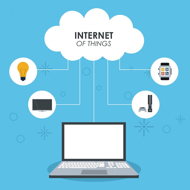 Laptop Connecting to the Cloud of Internet-Enabled Devices | Jiffy Designs