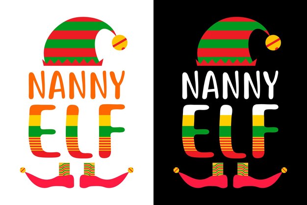 Festive Nanny Elf with Vibrant Stripes and Whimsical Design | Jiffy Designs