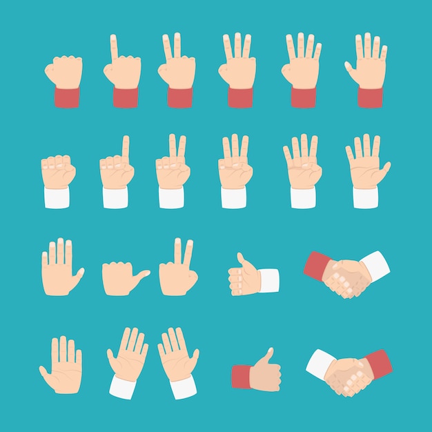 Diverse Hand Gestures and Poses on Vibrant Turquoise Background | Jiffy ...