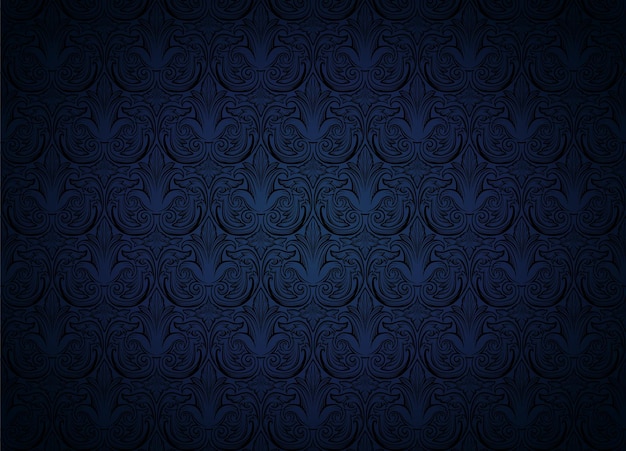 Elegant Midnight Blue Floral Damask Textured Background | Jiffy Designs