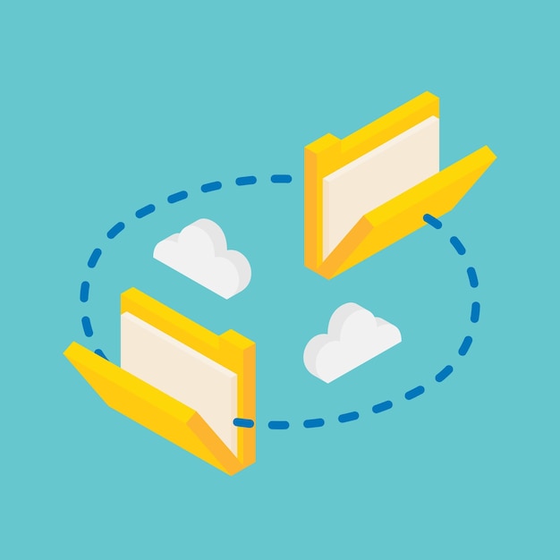 Vibrant Folder Icons with Clouds Floating | Jiffy Designs