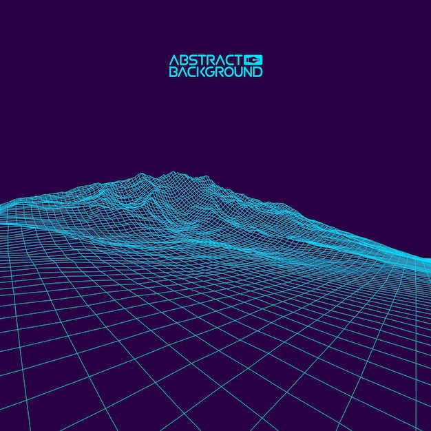 Retro Gridscape: Futuristic Landscape of Neon-Lit Peaks | Jiffy Designs