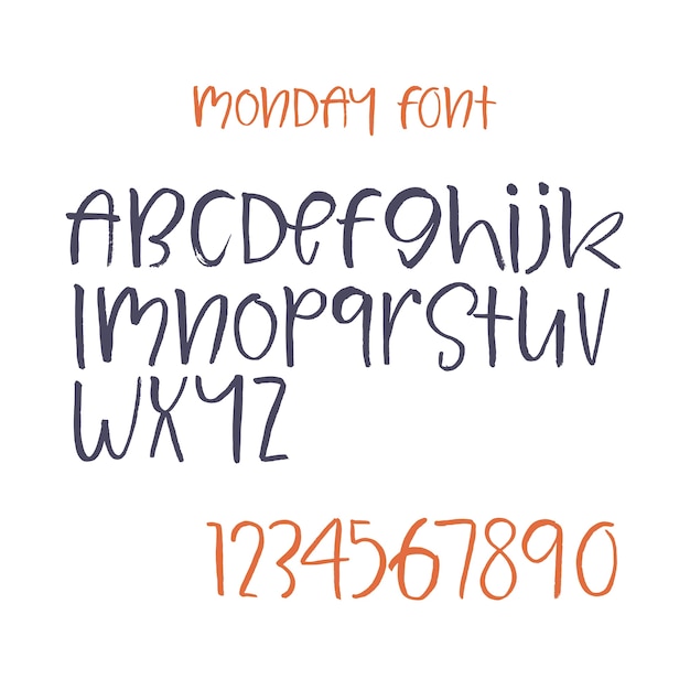 Whimsical Handwritten Monday Font with Vibrant Numerals | Jiffy Designs