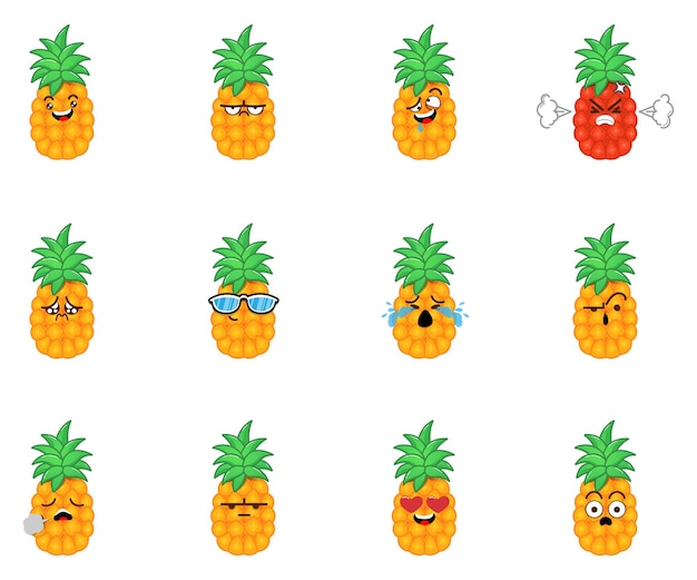Vibrant Collection of Expressive Pineapple Emojis | Jiffy Designs