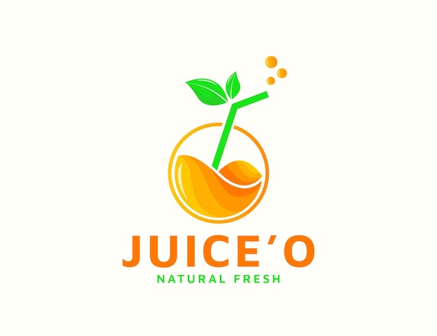 Vibrant Citrus Juice Logo with Leaf Accent | Jiffy Designs