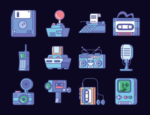 A Retro-Inspired Collection of Vintage Tech and Media Icons | Jiffy Designs