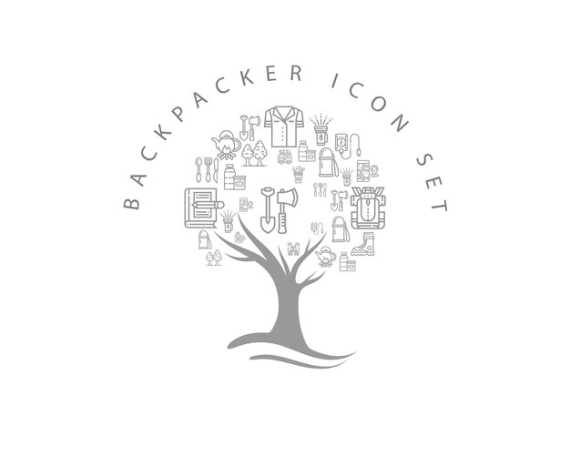 Diverse Collection of Illustrated Backpacker Icons and Symbols | Jiffy ...