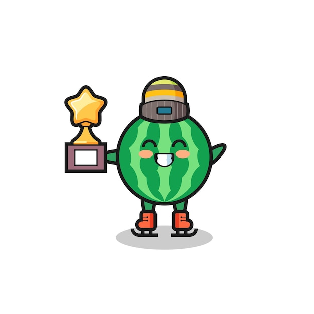 Cheerful Watermelon Mascot Holding Shiny Trophy Award | Jiffy Designs