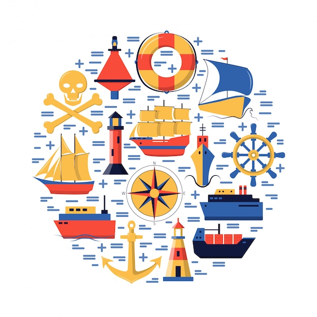 Vibrant Maritime Icons and Nautical Symbols Collection | Jiffy Designs