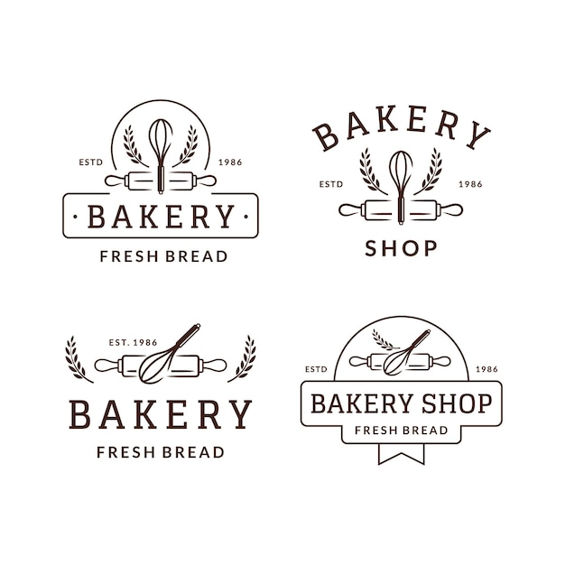 Vintage Bakery Logos with Wheat Stalks and Baking Tools | Jiffy Designs