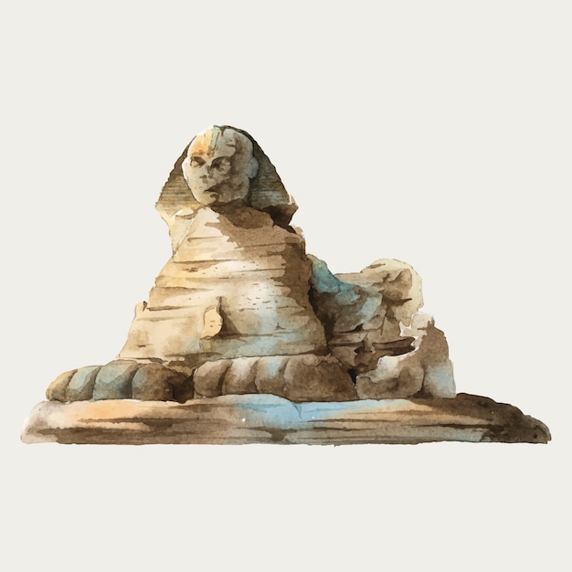Ancient Egyptian Sphinx Statue Illustration with Pyramids Background ...