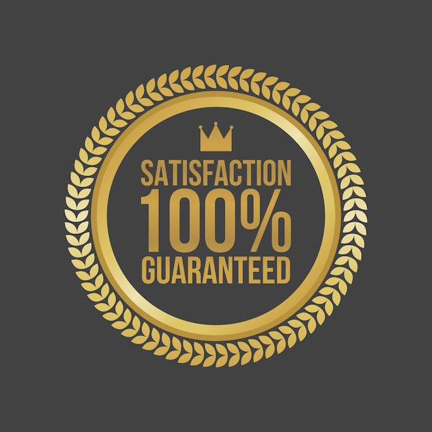 Elegant Golden Satisfaction Guarantee Seal with Crown Icon | Jiffy Designs