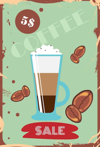 Vintage Coffee Shop Poster Showcasing Delectable Beverage | Jiffy Designs
