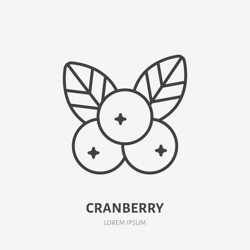 Cranberry Flat Line Icon, Forest Berry Sign, Healthy Food Logo ...
