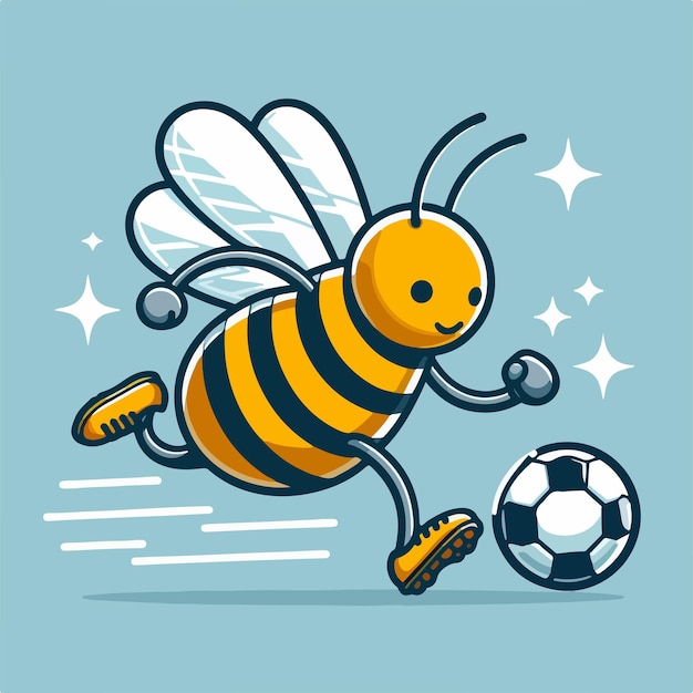 Buzzing Bee Kicks Soccer Ball with Playful Charm | Jiffy Designs