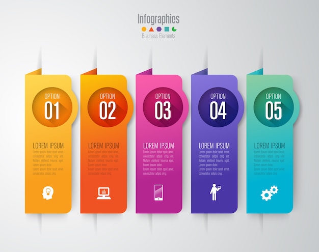 Vibrant Infographic Tabs with Numbered Icons and Descriptions | Jiffy ...