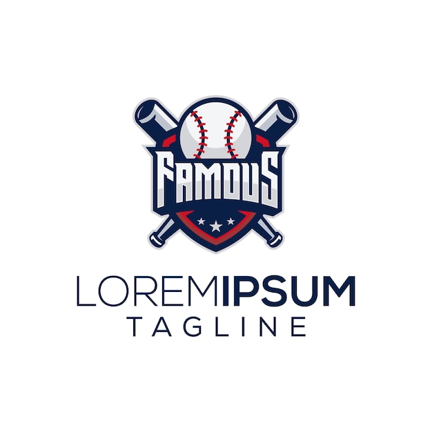 Iconic Baseball Logo with Crossed Bats and Stars | Jiffy Designs
