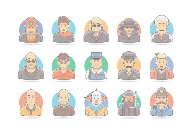 Diverse Collection of Illustrated Male Character Portraits | Jiffy Designs
