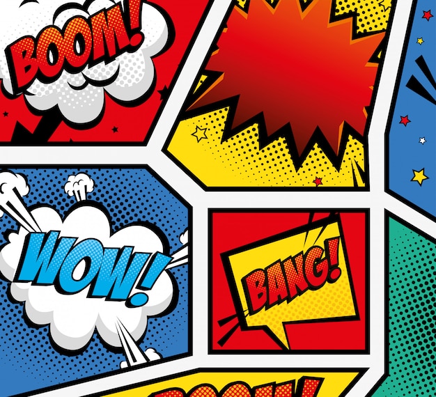Vibrant Comic Book Panels with Explosive Sound Effects | Jiffy Designs
