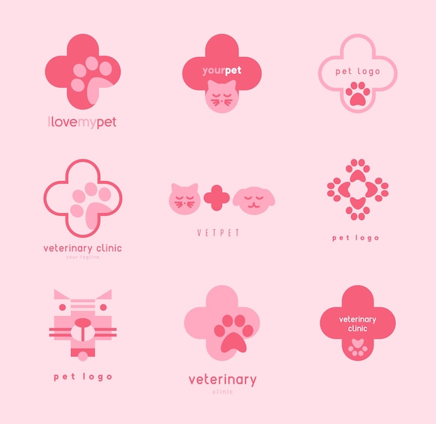 Vibrant Paw Prints and Veterinary Symbols in Soft Pink | Jiffy Designs