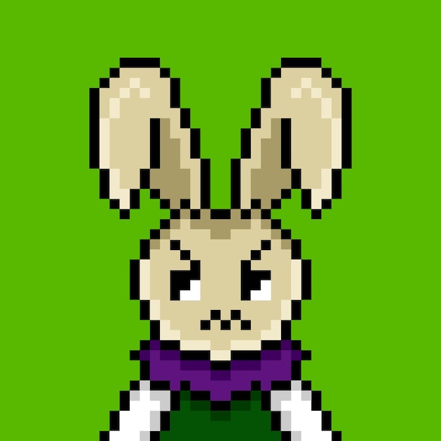 Playful Pixel Bunny in Vibrant Purple Scarf | Jiffy Designs
