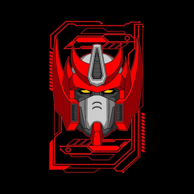 Futuristic Mech Warrior in Striking Red and Black | Jiffy Designs