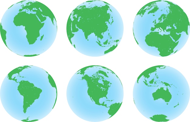 Vibrant Green and Blue Globes Depicting the Diverse Continents | Jiffy ...