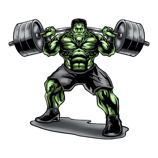 Mighty Muscular Hulk Lifting Heavy Barbell with Determination | Jiffy ...