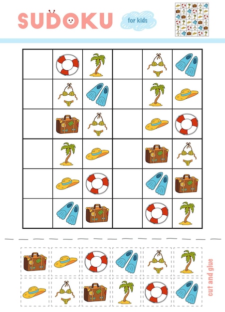 Vibrant Summer-Themed Sudoku Grid with Diverse Icons | Jiffy Designs