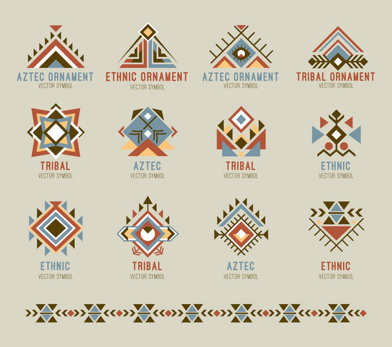 Tribal Native Pattern Set. Geometric Shapes, Native American Or Indians ...