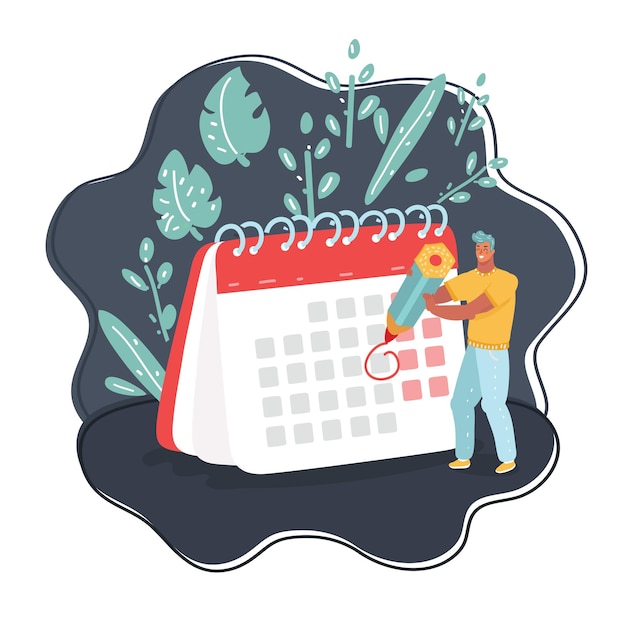 Vibrant Calendar Illustration with Floral Elements and Character ...