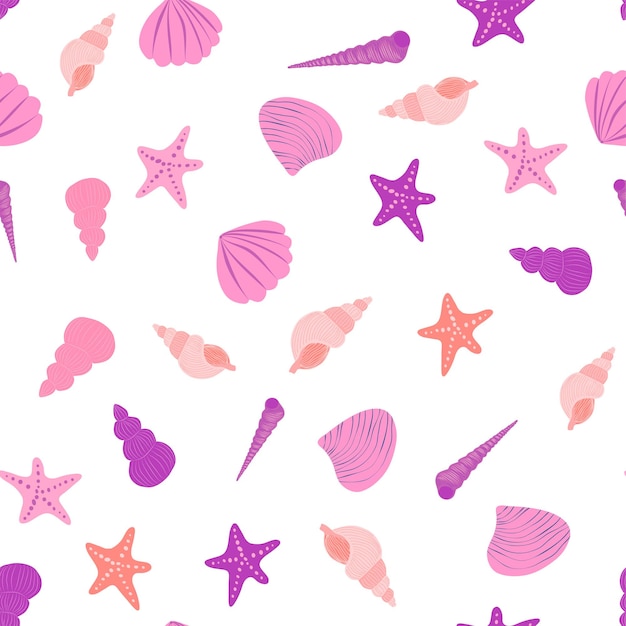 Vibrant Seashell and Starfish Pattern | Jiffy Designs