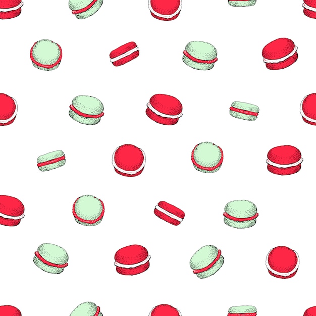Seamless Pattern of Colorful Macarons on White Background | Jiffy Designs