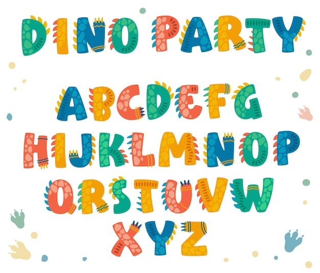Vibrant Dinosaur-Themed Alphabet with Playful Splashes | Jiffy Designs