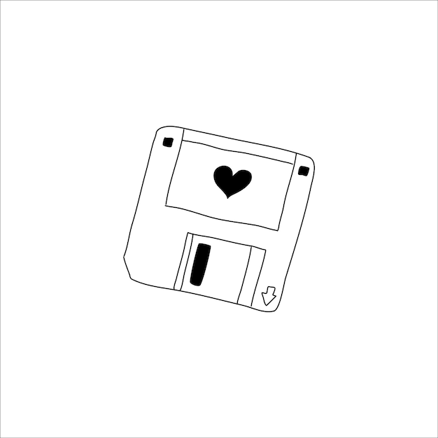 Retro Floppy Disk with Heart Icon Minimalist Illustration | Jiffy Designs