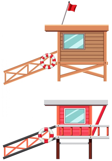 Lifeguard Station Illustrations with Vibrant Colors and Detailed ...