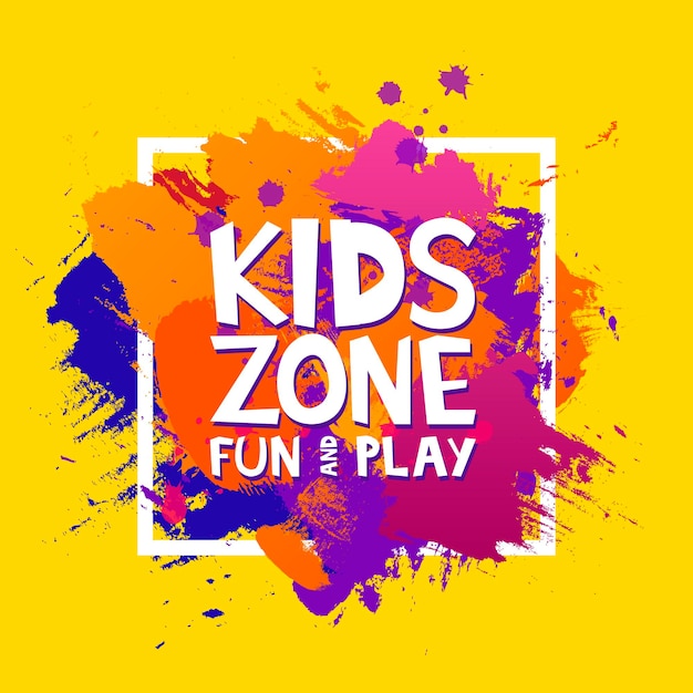 Vibrant 'Kids Zone' Sign with Playful Splatter Design | Jiffy Designs