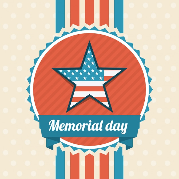 Patriotic Memorial Day Star Emblem with Stripes and Text | Jiffy Designs