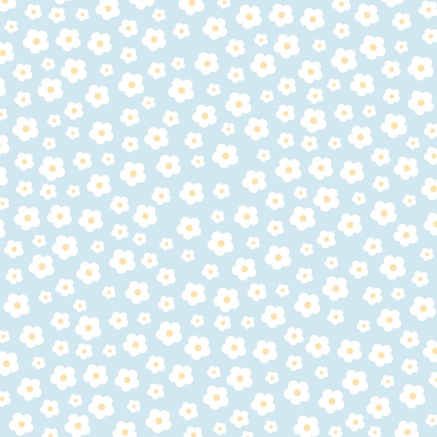 Delicate Daisy Pattern on Pale Blue Background | Jiffy Designs