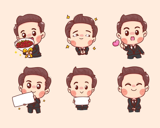 Charming Chibi Business Professionals in Formal Attire | Jiffy Designs