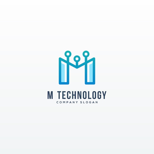 Stylized M Technology Logo with Company Slogan | Jiffy Designs