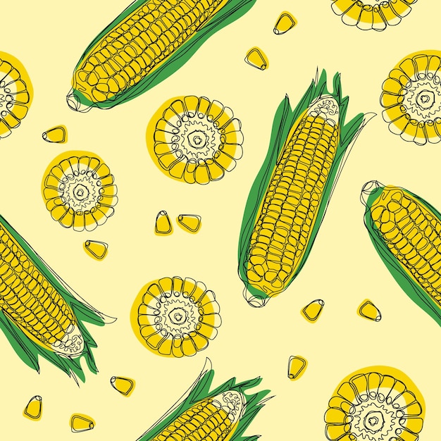 Vibrant Corn Kernels and Cobs in Seamless Pattern | Jiffy Designs