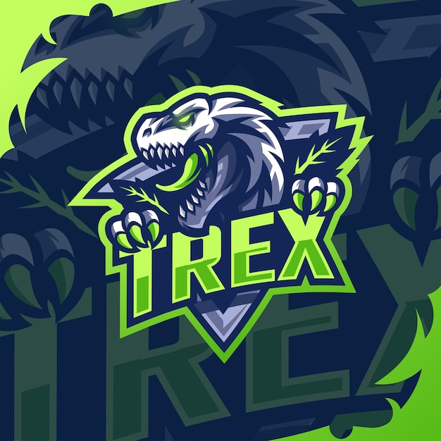 Fierce T-Rex Mascot Emblem with Vibrant Neon Accents | Jiffy Designs