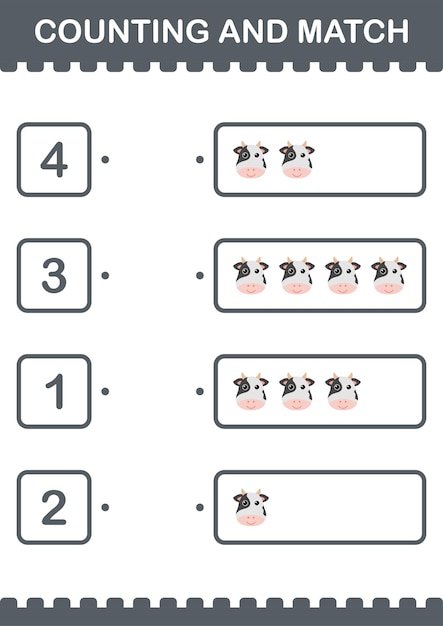 Adorable Cow Counting and Matching Game | Jiffy Designs