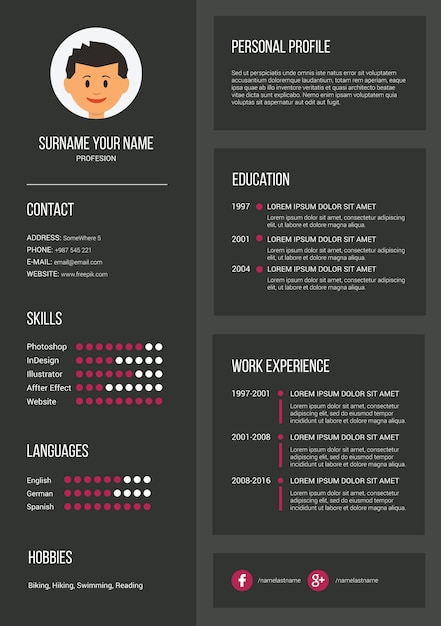 Stylish Personal Resume Template with Portrait and Skill Bars | Jiffy ...
