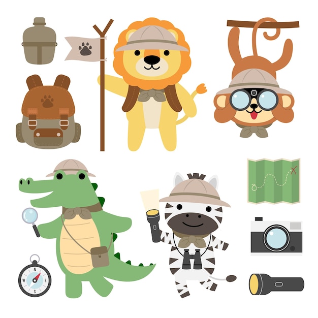 Charming Safari-Themed Illustrated Collection with Diverse Animal ...