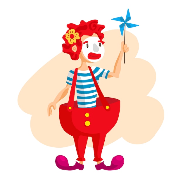 Whimsical Clown with Star Wand and Curly Red Hair | Jiffy Designs