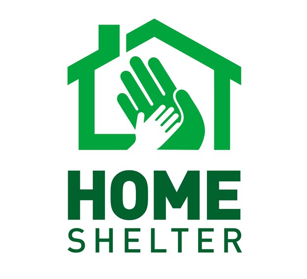 Green home icon with helping hands symbol and text | Jiffy Designs